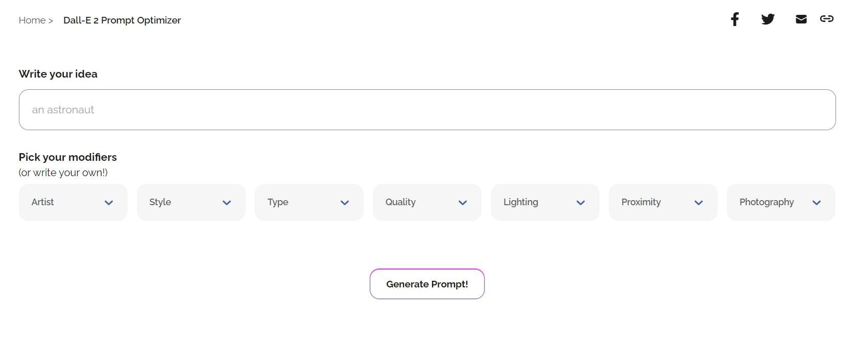 Dall-E 2 Prompt Optimizer - Write better AI prompts | Prototypr Toolbox