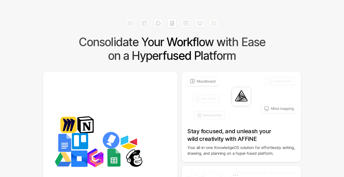 AFFiNE - AI workspace with docs, whiteboards and databases. | Prototypr Toolbox