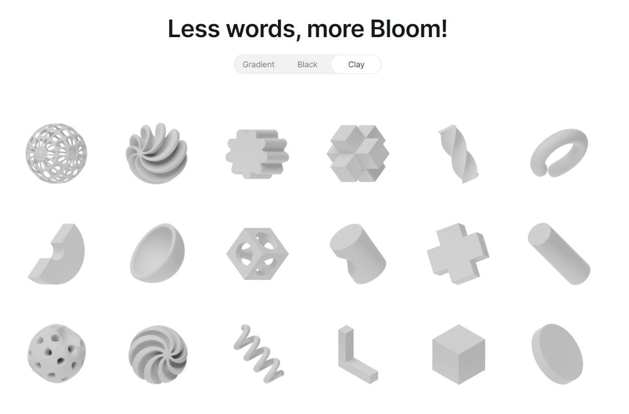 Bloom Objects - 450+ abstract 3D shapes in unique textures | Prototypr ...