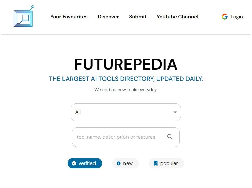 Futurepedia - Updated & curated catalog of AI tools with verified ...